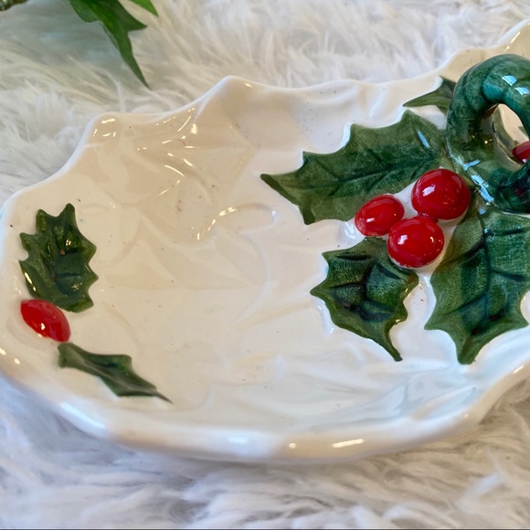Vintage | Holiday | Vintage Lefton White Holly And Berry Divided ...